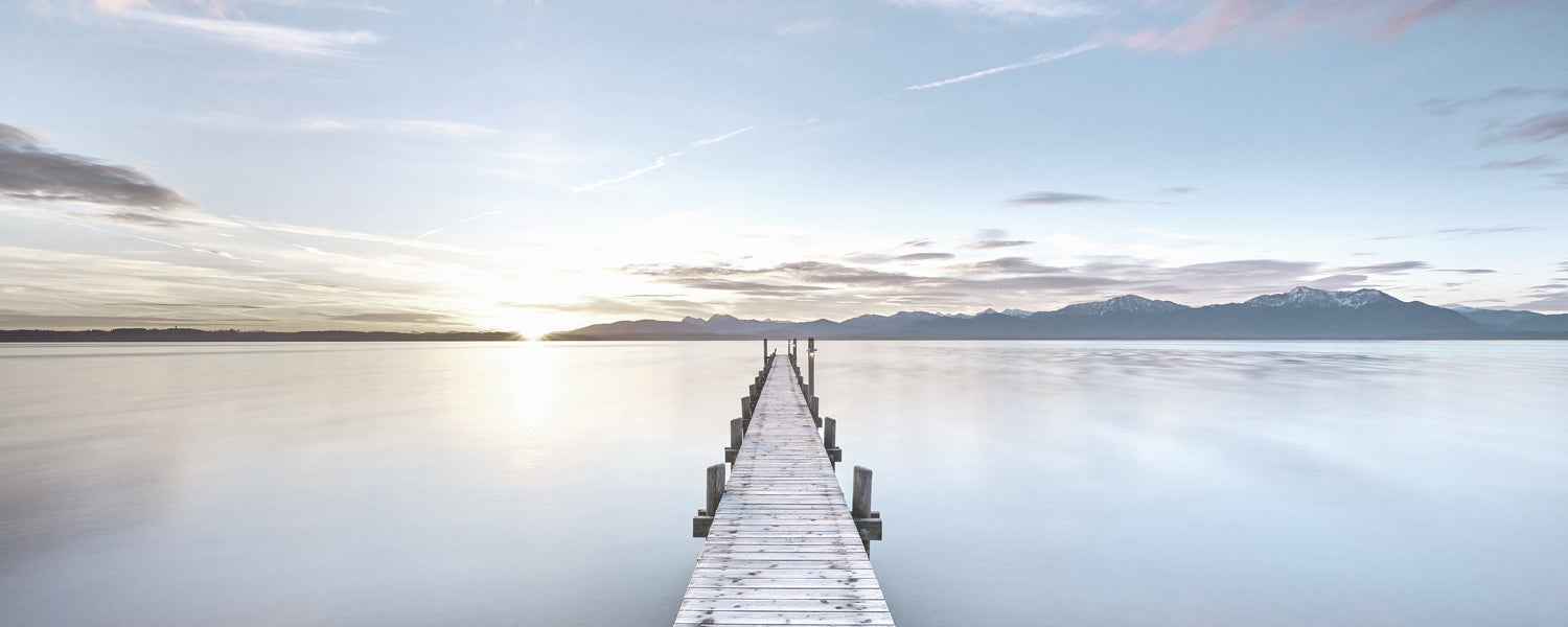 Panorama Serene Lakeside Dock Wall Mural - Eazywallz