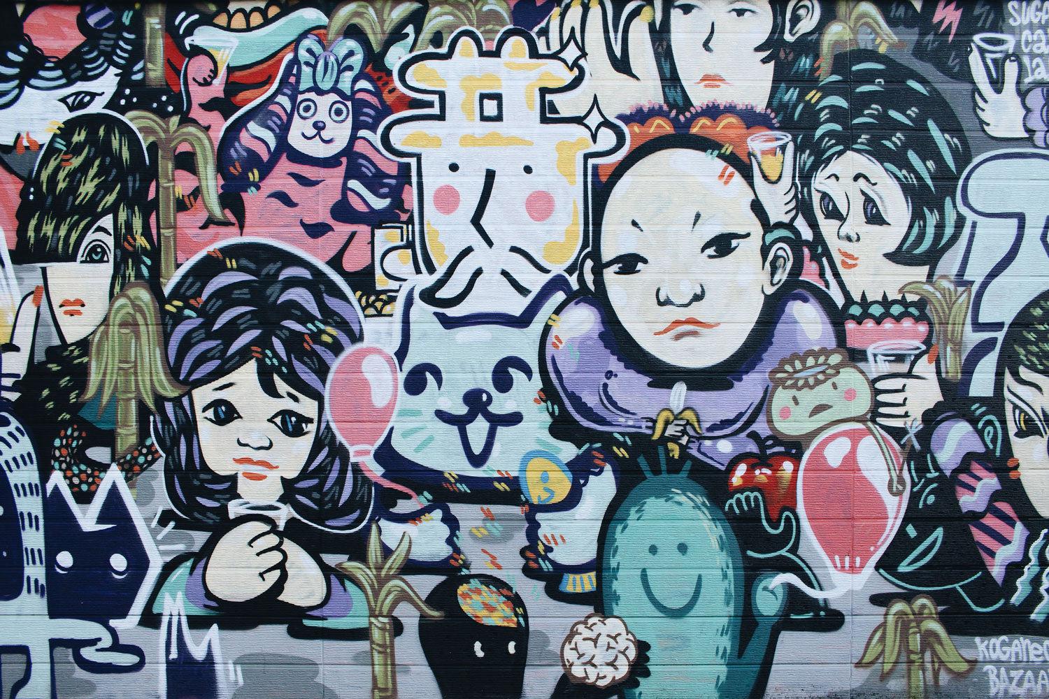 Neon Bazaar Pop Street Art Wall Mural – Eazywallz