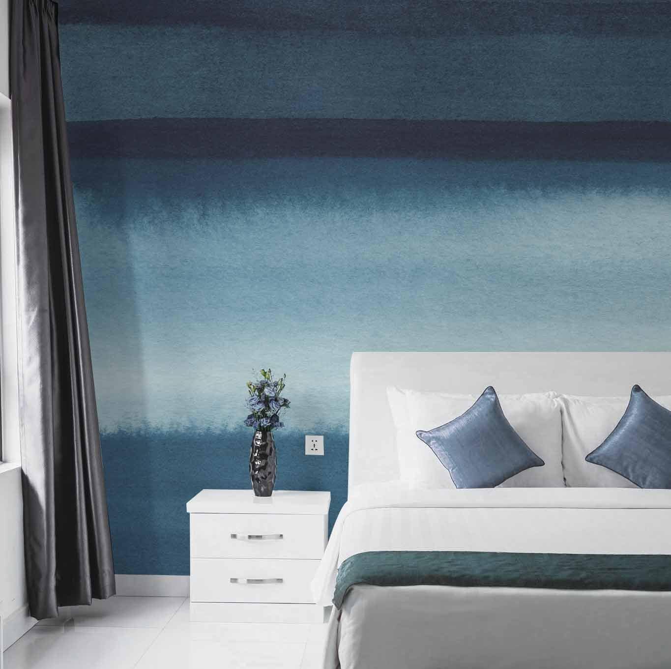 Deep Sea Color Block Wall Mural - Ombre Wallpaper Murals - Eazywallz