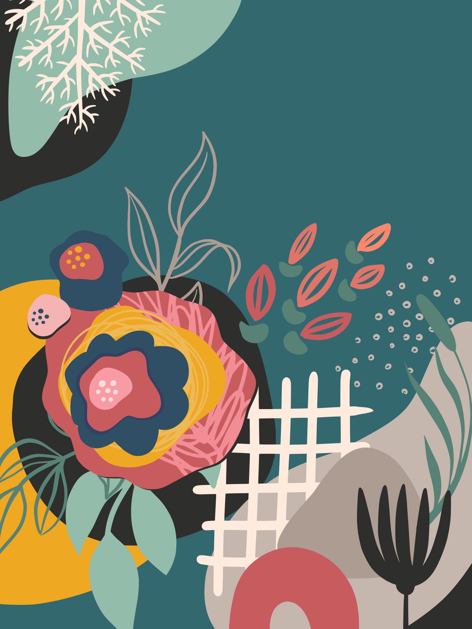 Abstract Floral Card 5 Wall Mural - Floral Wallpaper murals- Eazywallz
