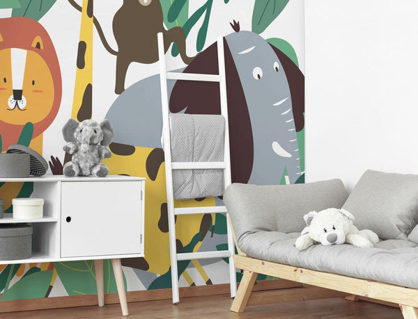 Kids Wild Animals Wall Mural | Children animal wallpaper | Eazywallz
