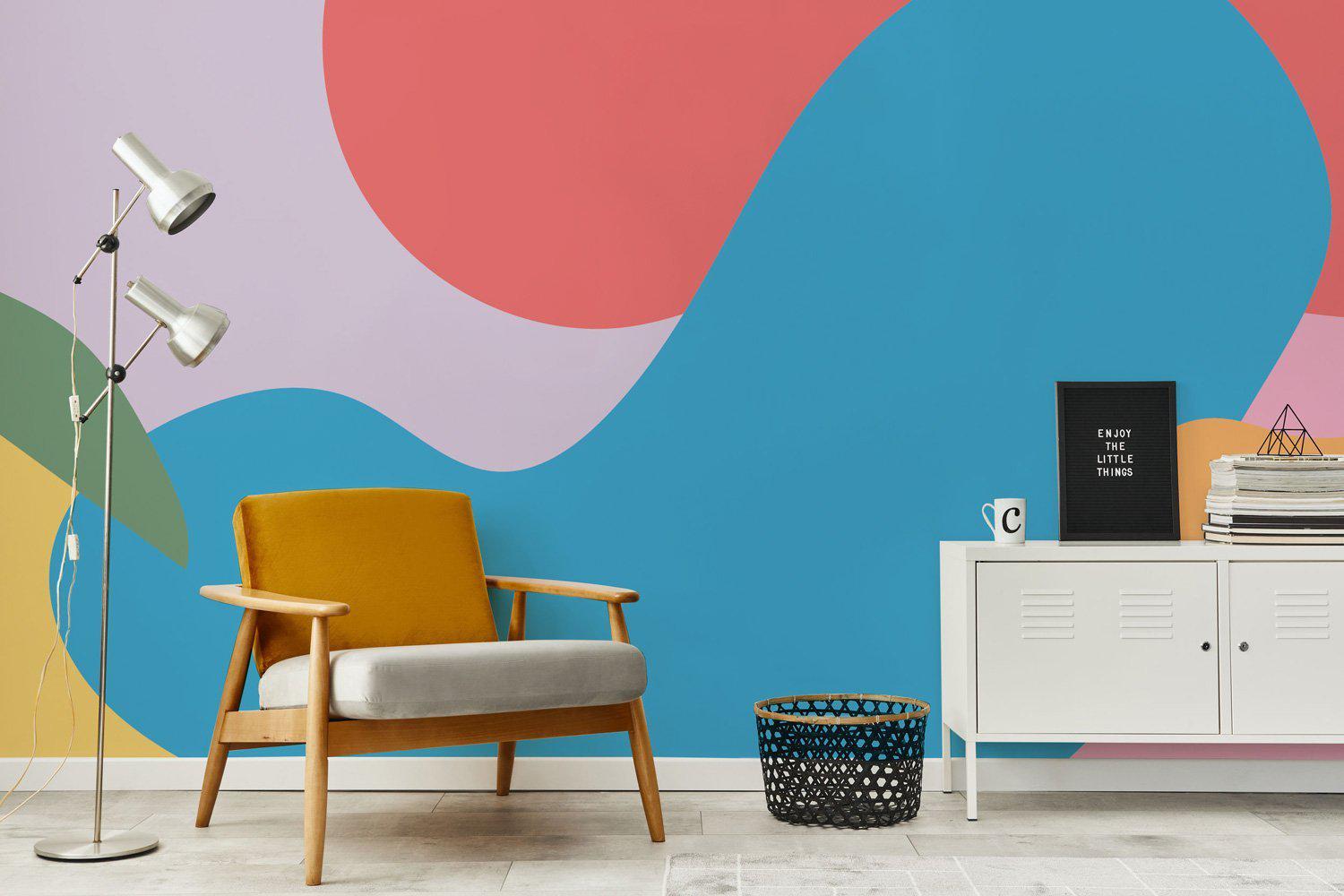 Multicolor Modern Abstract Mural Wallpaper - Peel & Stick Wallpaper ...