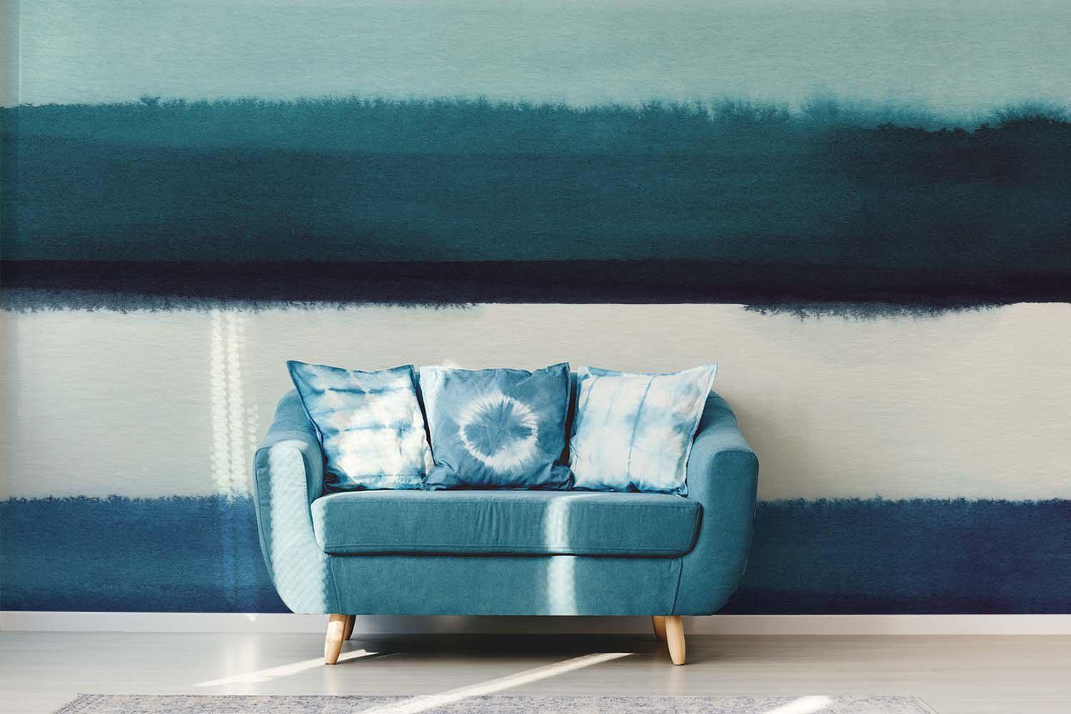 Ocean Mist Color Block Wall Mural - Ombre Wall Murals - Eazywallz