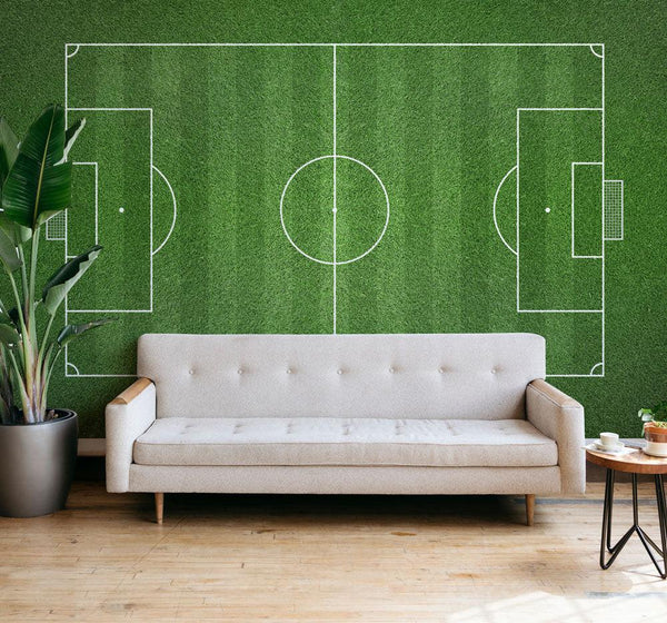Overhead shot of a soccer field Wall Mural | Eazywallz