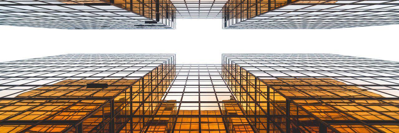 Panoramic Building Reflect Wall Mural | Office Wall Murals | Eazywallz