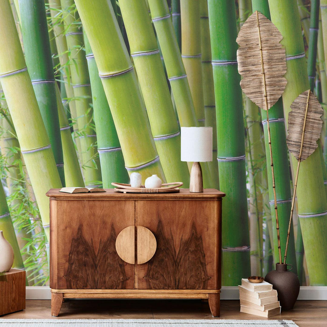 Bamboo Wall Mural Related Bamboo Simple Green TV Background Wallpaper