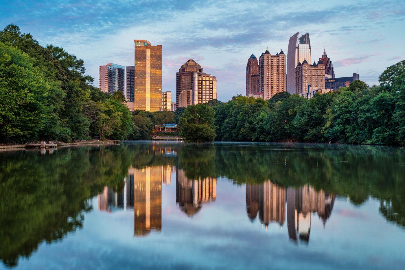 Skyline of downtown Atlanta & Piedmont Park Wall Mural | Eazywallz