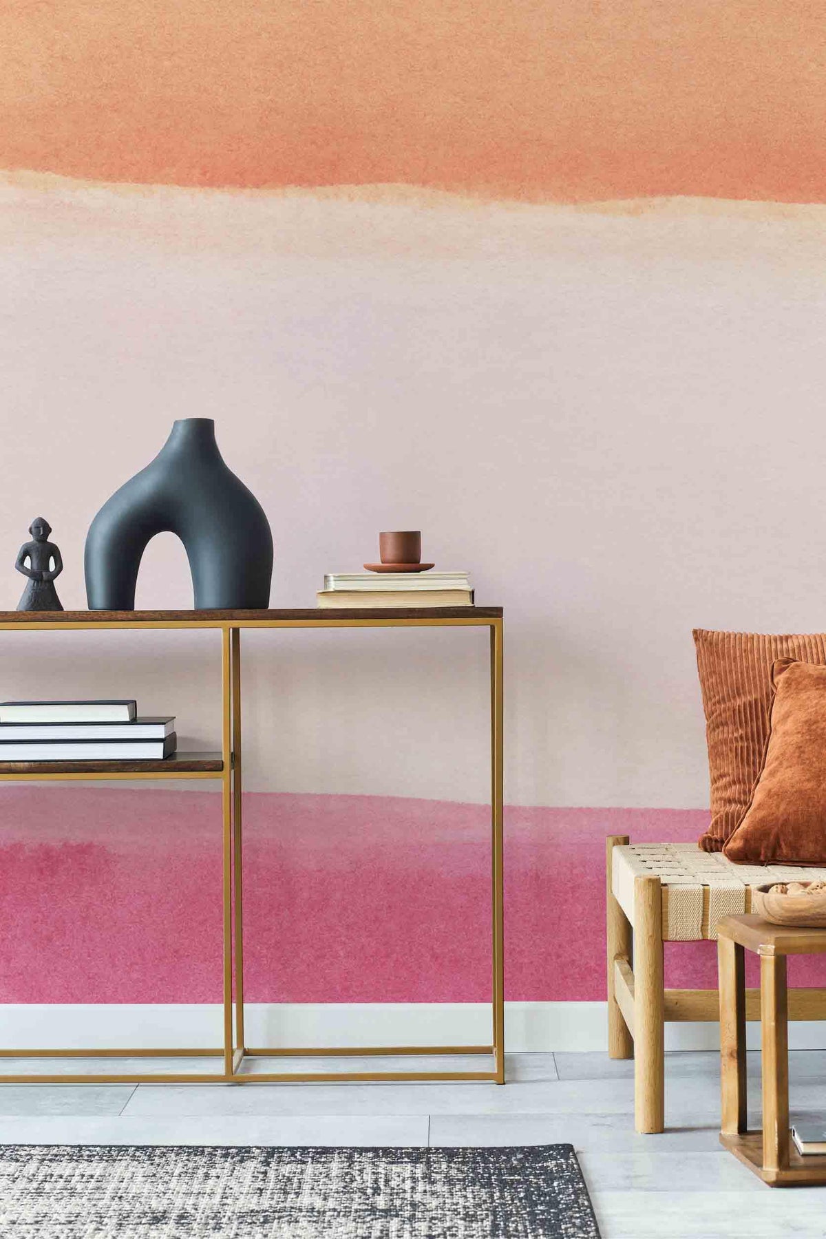 Summer Rose Color Block Wallpaper Mural - Ombre Murals – Eazywallz