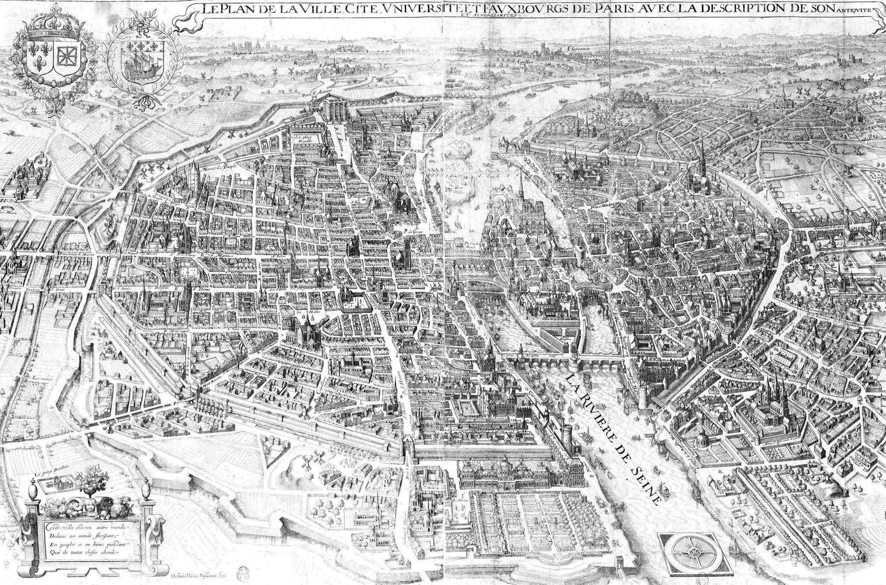Vintage 1615 Map of Paris Wall Mural | Eazywallz