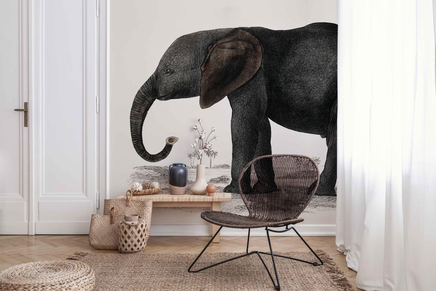 Vintage Animated Elephant Wall Mural | Eazywallz