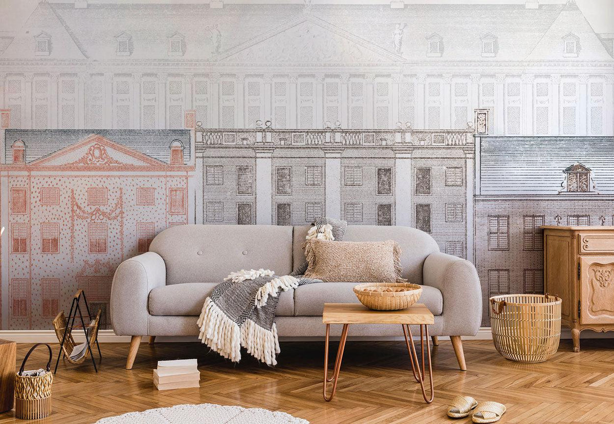 Vintage European Buildings Wall Mural | Vintage Murals | Eazywallz