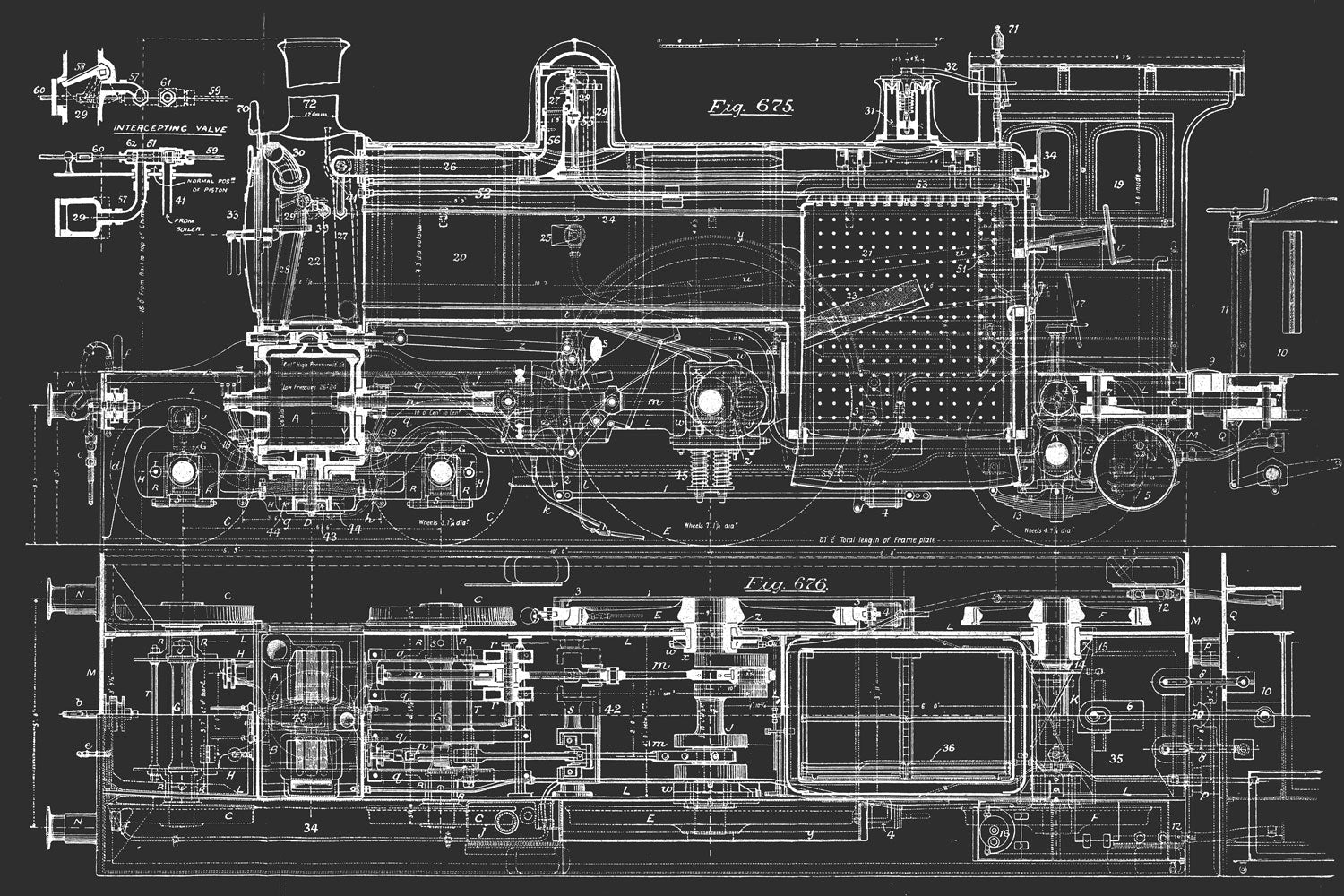 Charcoal Vintage Train Blueprint Wall Mural | Eazywallz
