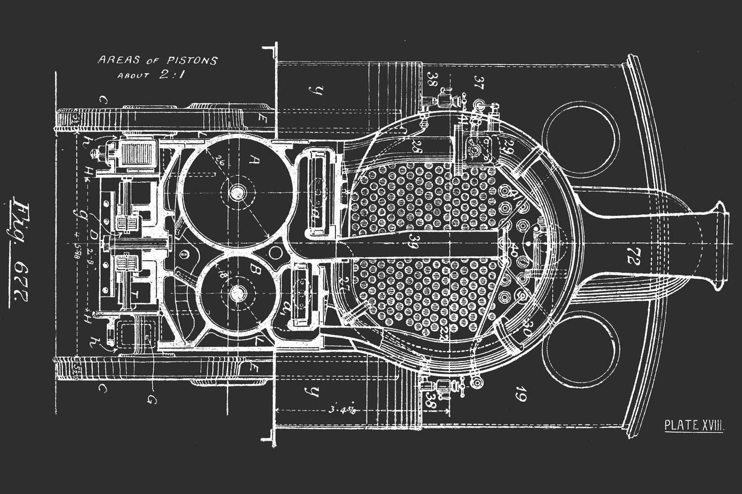 Charcoal Vintage Piston Blueprint Wall Mural | Eazywallz