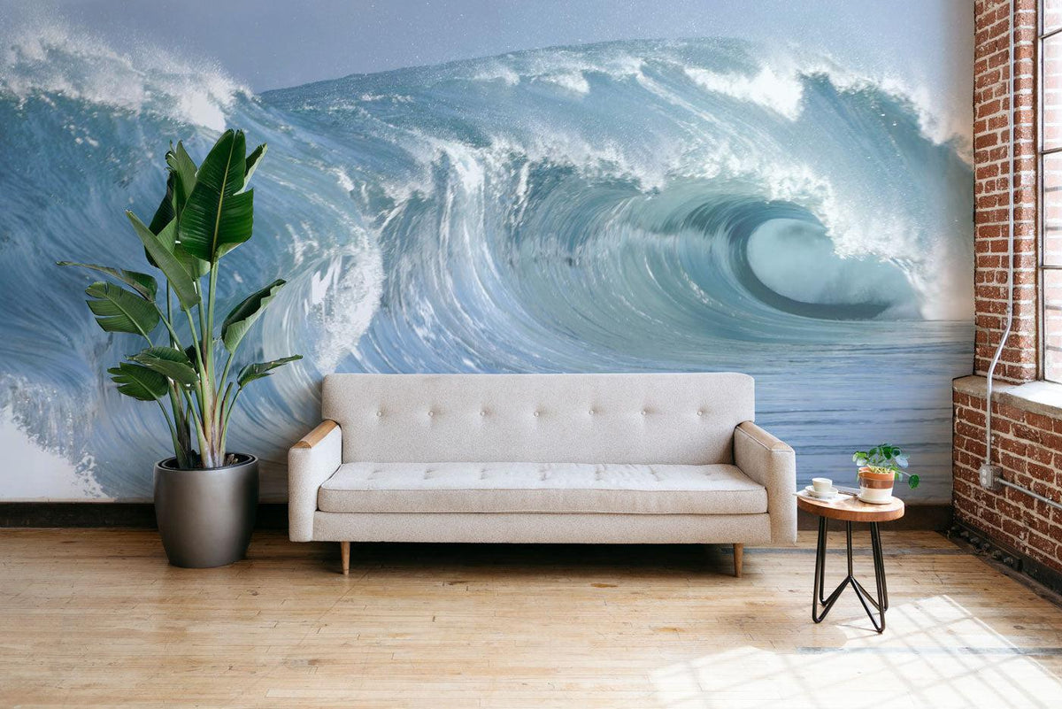 Wave Wall Mural | Blue Wave Wallpaper | Eazywallz